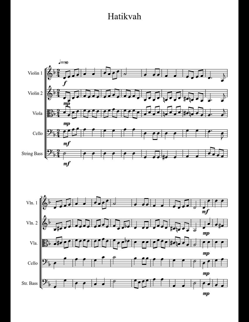 Hatikvah sheet music download free in PDF or MIDI