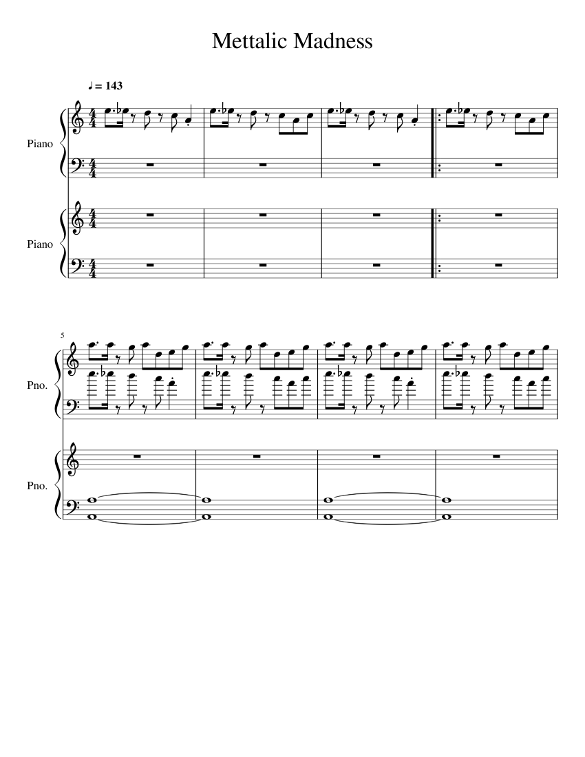 Metallic Madness Sheet music for Piano | Download free in PDF or MIDI ...