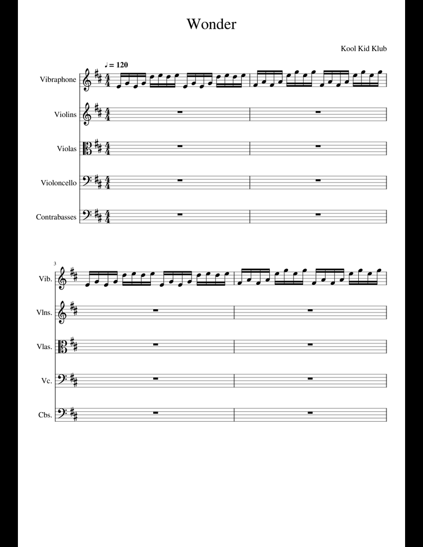 Wonder sheet music for Percussion, Strings, Cello download free in PDF ...