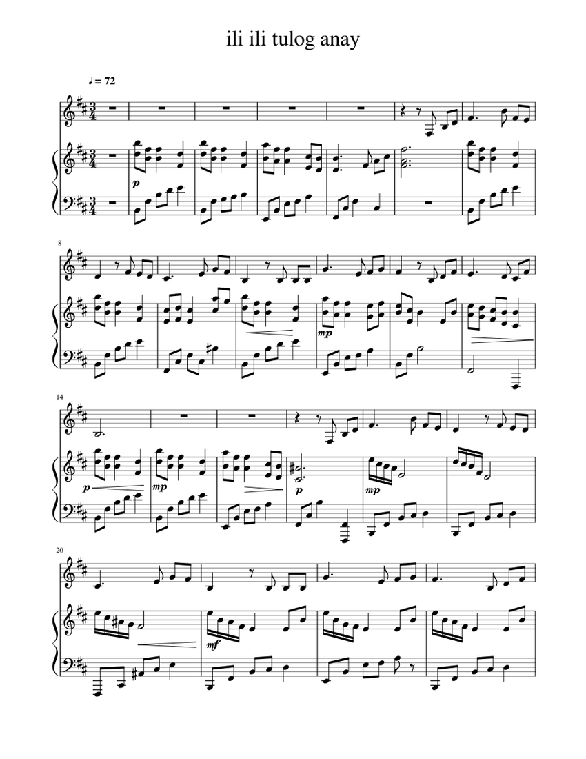 Ili ili tulog anay Sheet music for Piano, Voice | Download free in PDF ...