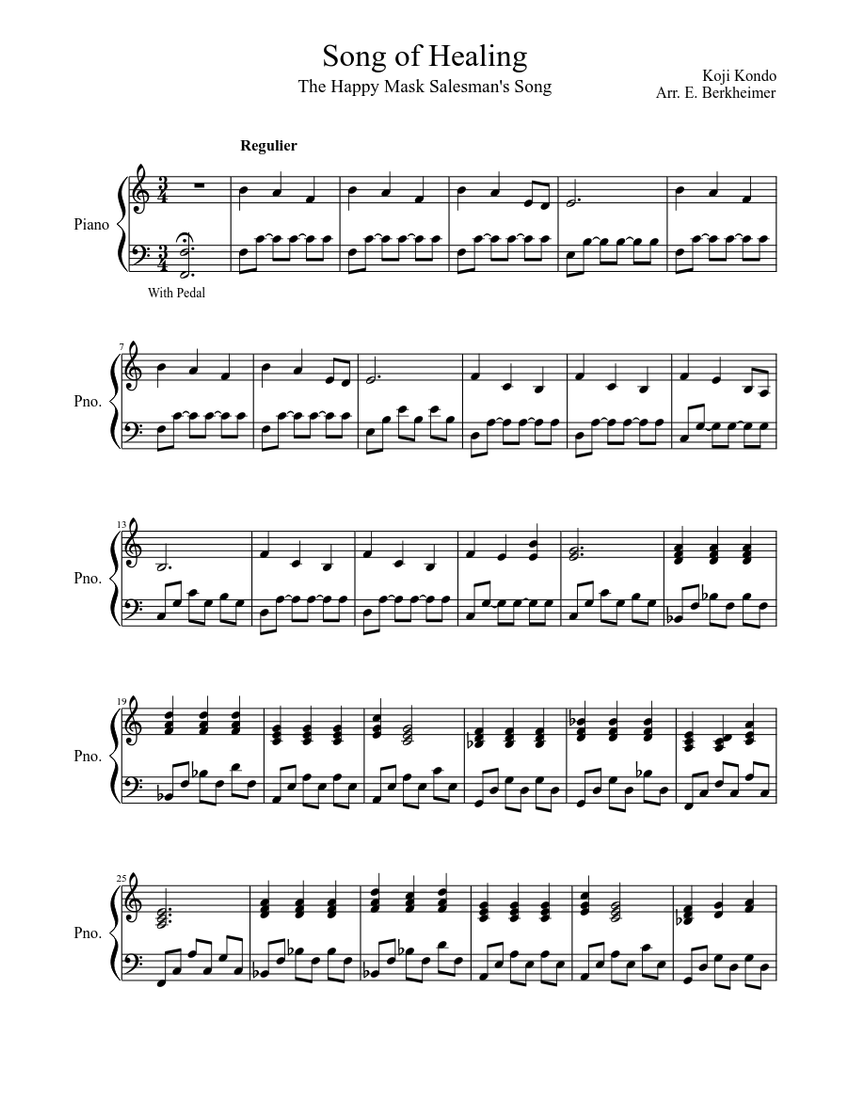 Song of Healing (For Beginner) - piano tutorial