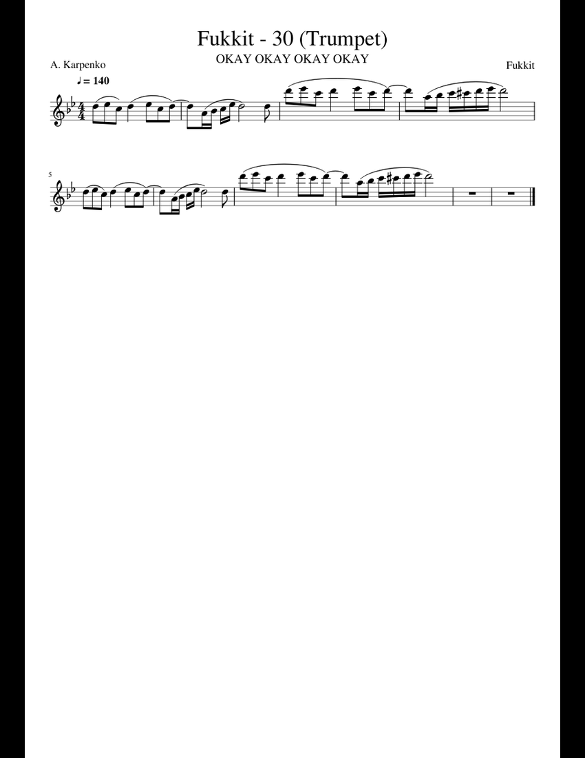 Fukkit - 30 (Trumpet) sheet music for Trumpet download free in PDF or MIDI