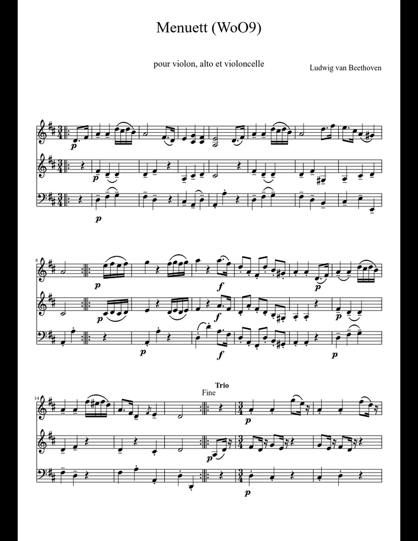 Menuet - BEETHOVEN sheet music download free in PDF or MIDI