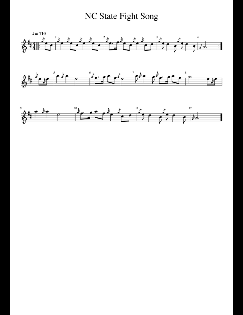 NC State Fight Song sheet music for Bagpipe download free in PDF or MIDI