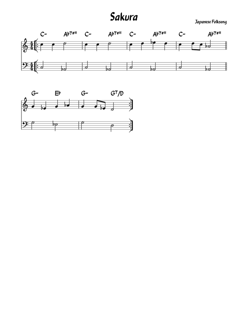 Sakura Sheet music for Piano, Contrabass | Download free in PDF or MIDI ...