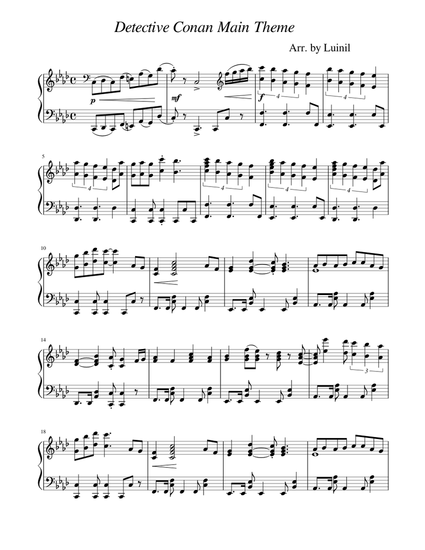 Detective Conan Main Theme - Piano Sheet music for Piano (Solo ...