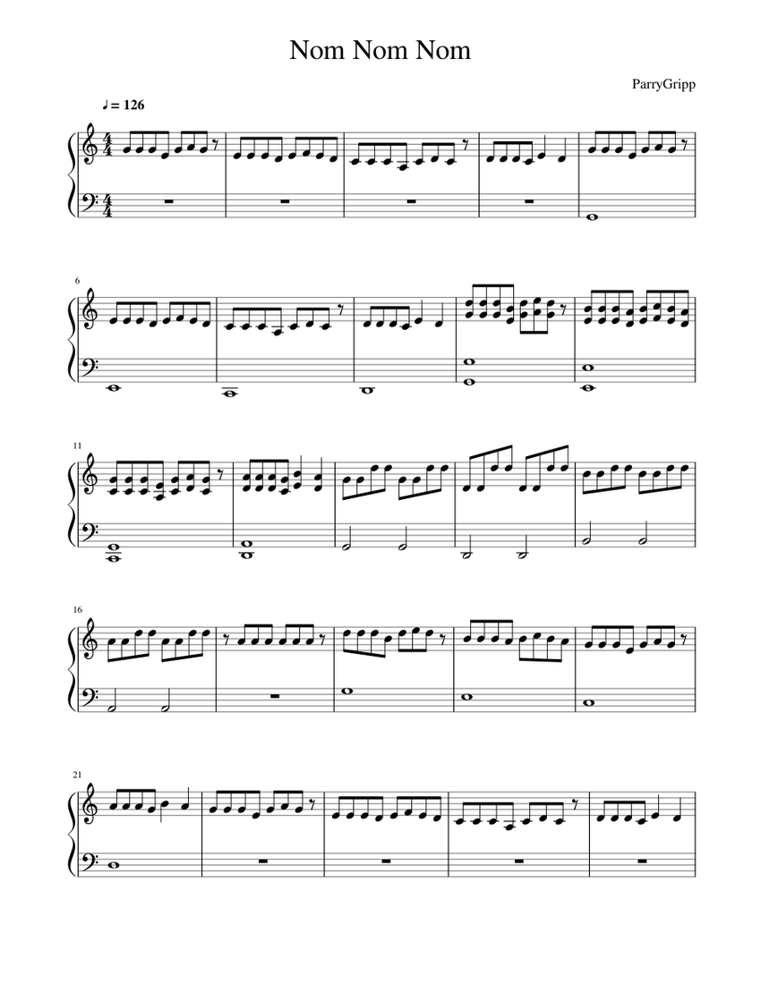 Nom nom nom Sheet music for Piano | Download free in PDF or MIDI ...