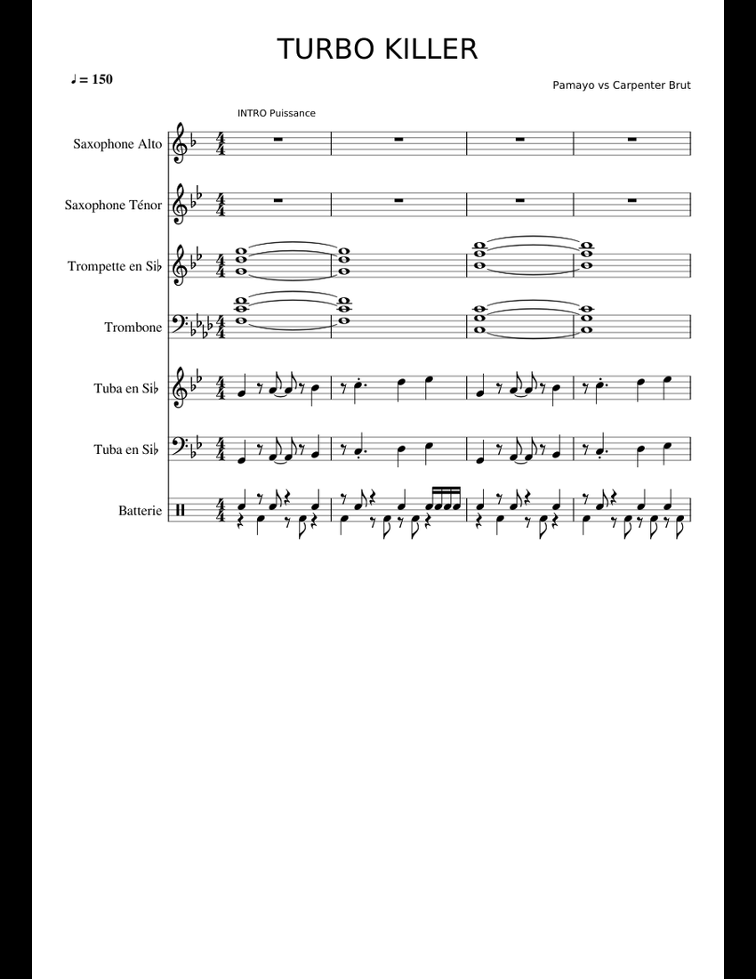 TURBO KILLER - Carpenter Brut (Brass Band Cover) sheet music for Alto ...