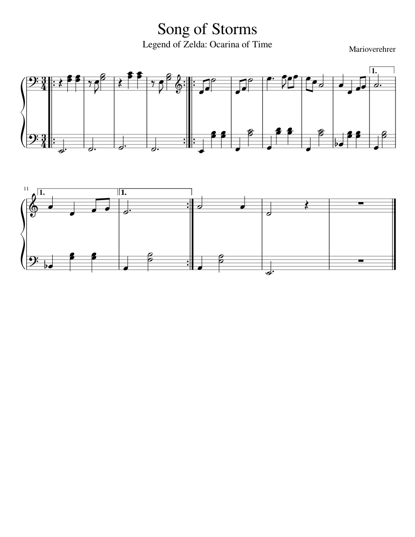 Song of Storms Sheet music for Piano (Solo) | Musescore.com