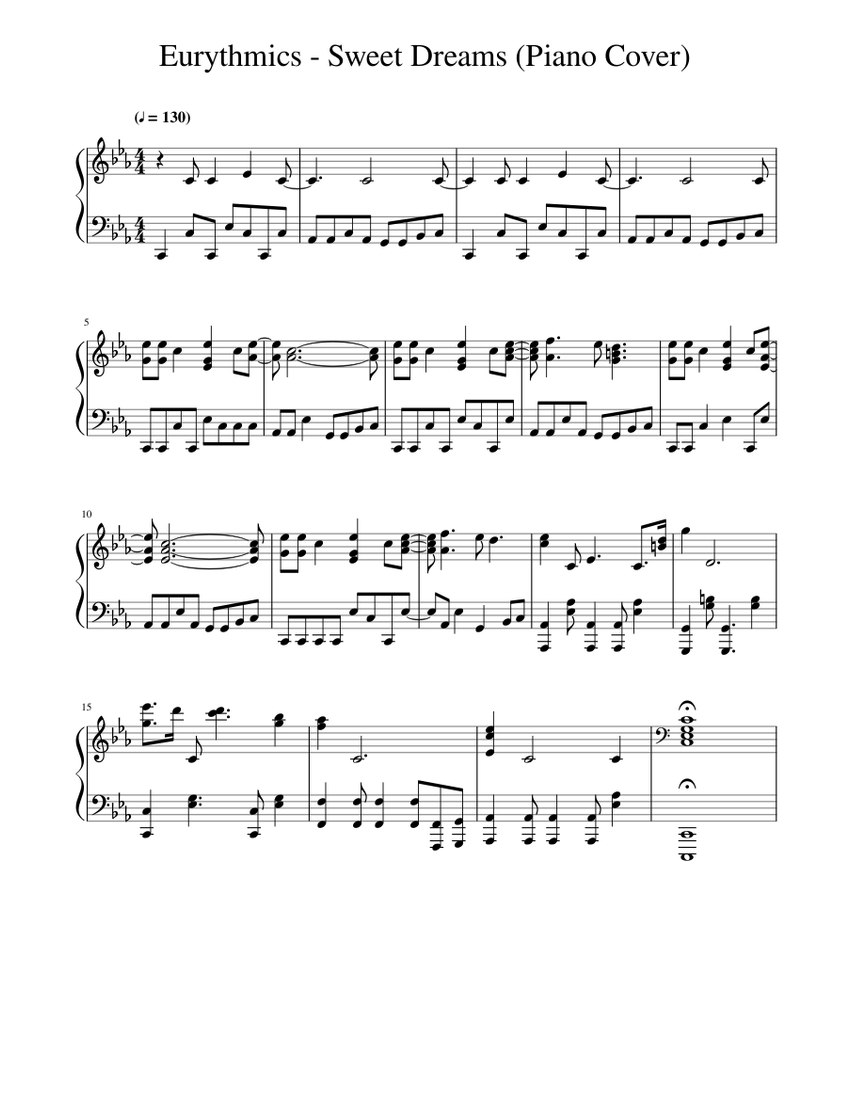 Eurythmics - Sweet Dreams (Are Made of This) [Piano Cover] Sheet music ...