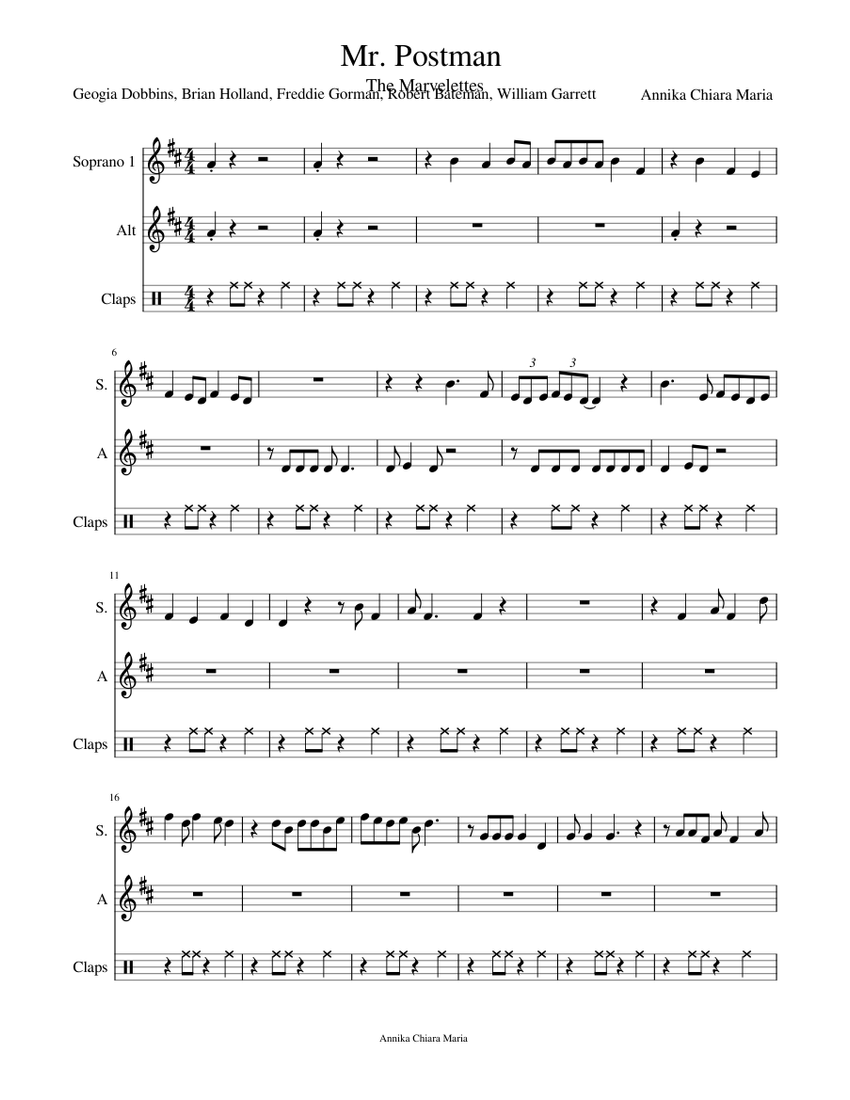 Mr. Postman Sheet music for Voice, Percussion | Download free in PDF or ...