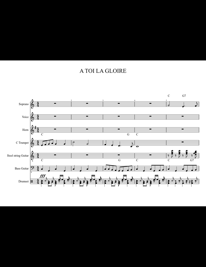 A TOI LA GLOIRE sheet music download free in PDF or MIDI