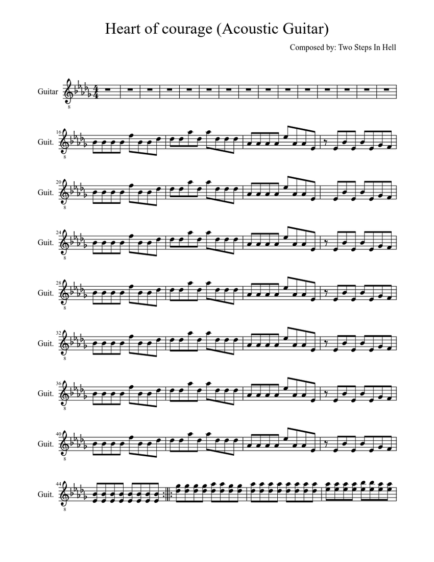 Heart of courage (Acoustic Guitar) Sheet music for Guitar (Solo ...
