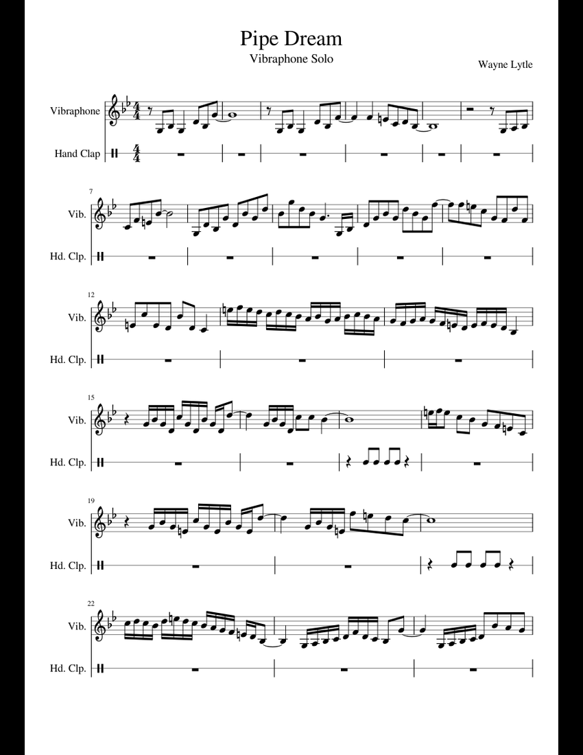 Pipe Dream sheet music for Percussion download free in PDF or MIDI