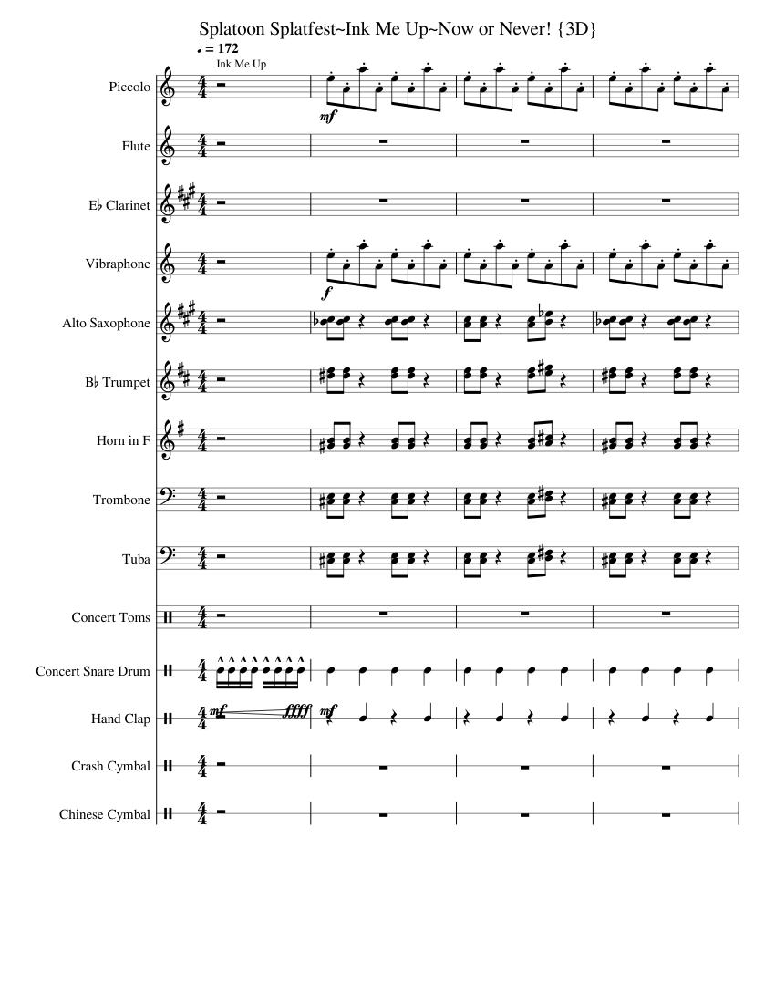 Splatoon Splatfest~Ink Me Up~Now or Never! {3D} sheet music for Flute ...