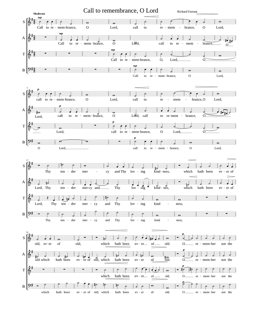Call to Remembrance, O Lord Sheet music for Oboe, Trombone, Tenor ...