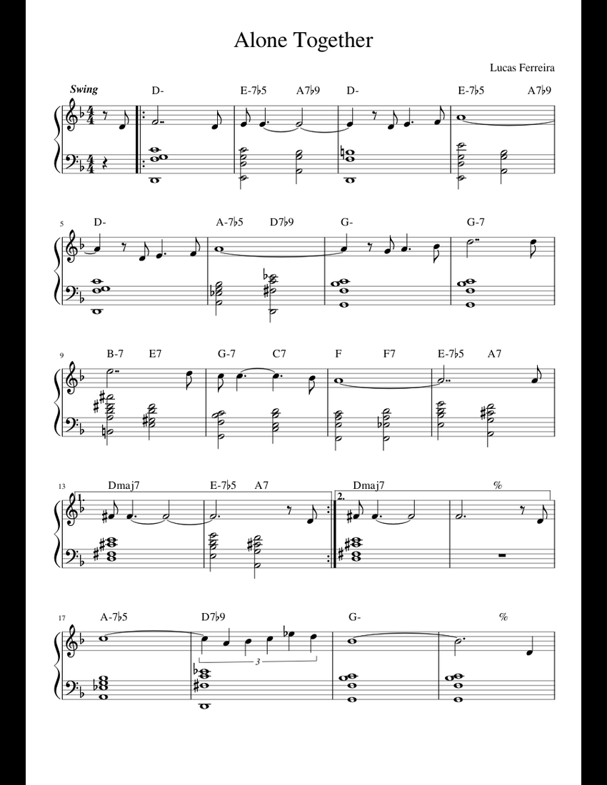 Alone Together sheet music for Piano download free in PDF or MIDI