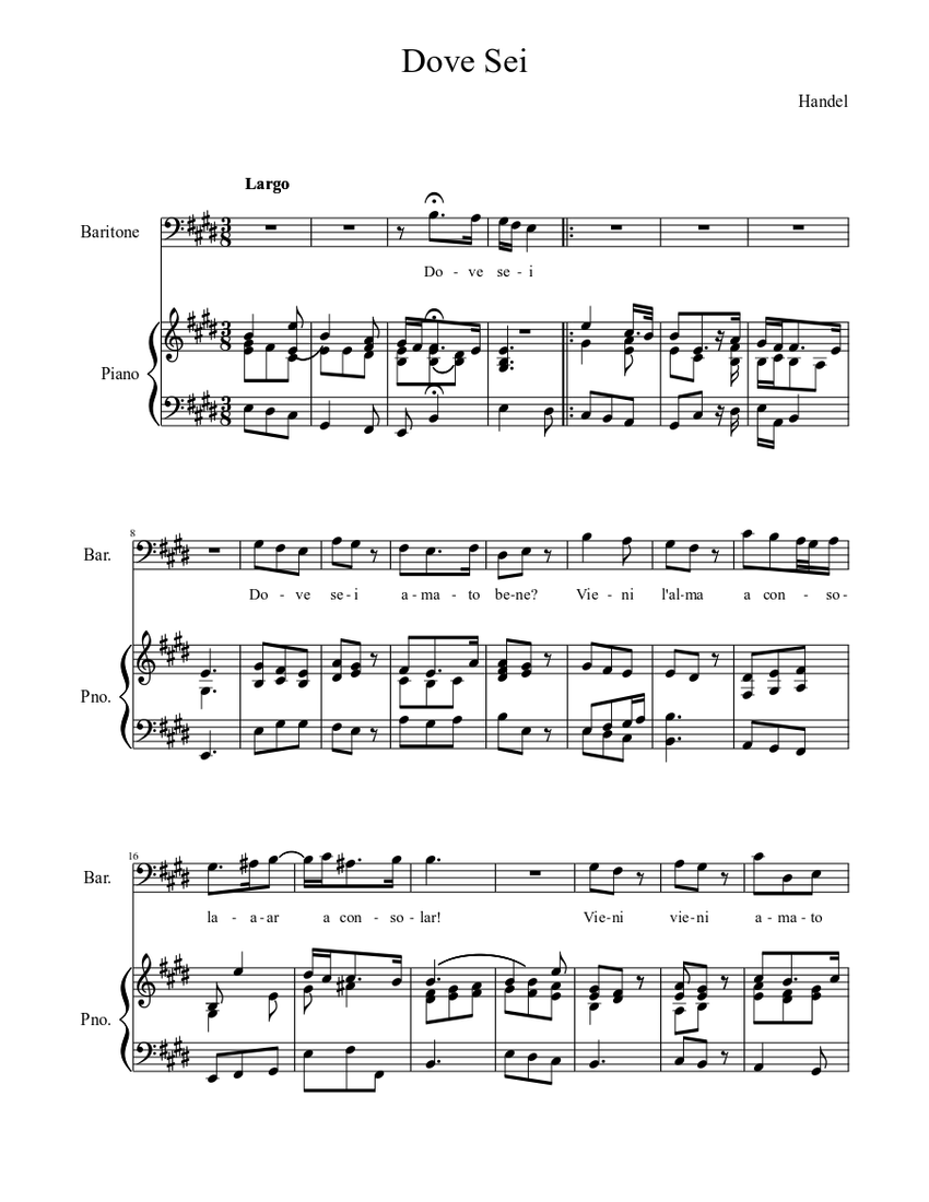Dove Sei Sheet music | Download free in PDF or MIDI | Musescore.com