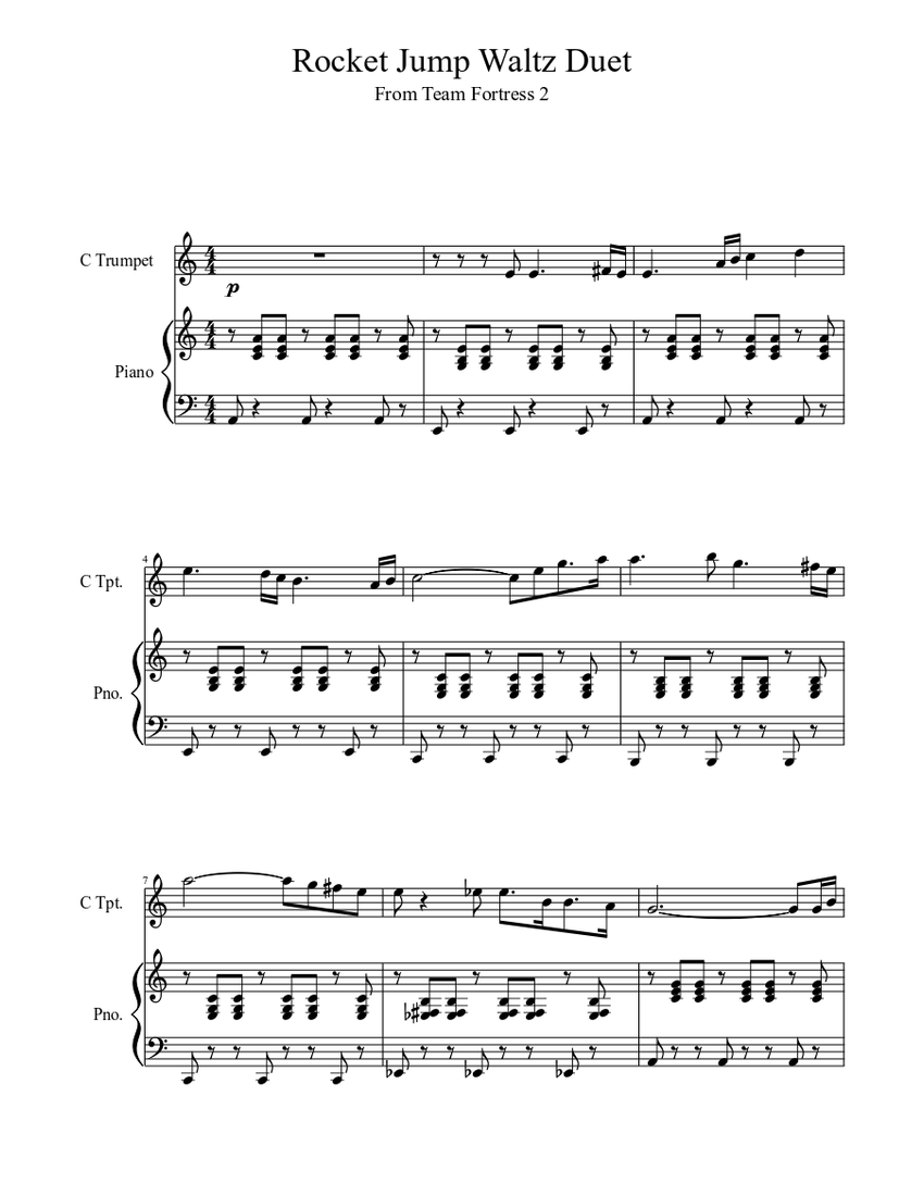 Rocket Jump Waltz Duet Sheet music for Piano, Trumpet (Solo ...