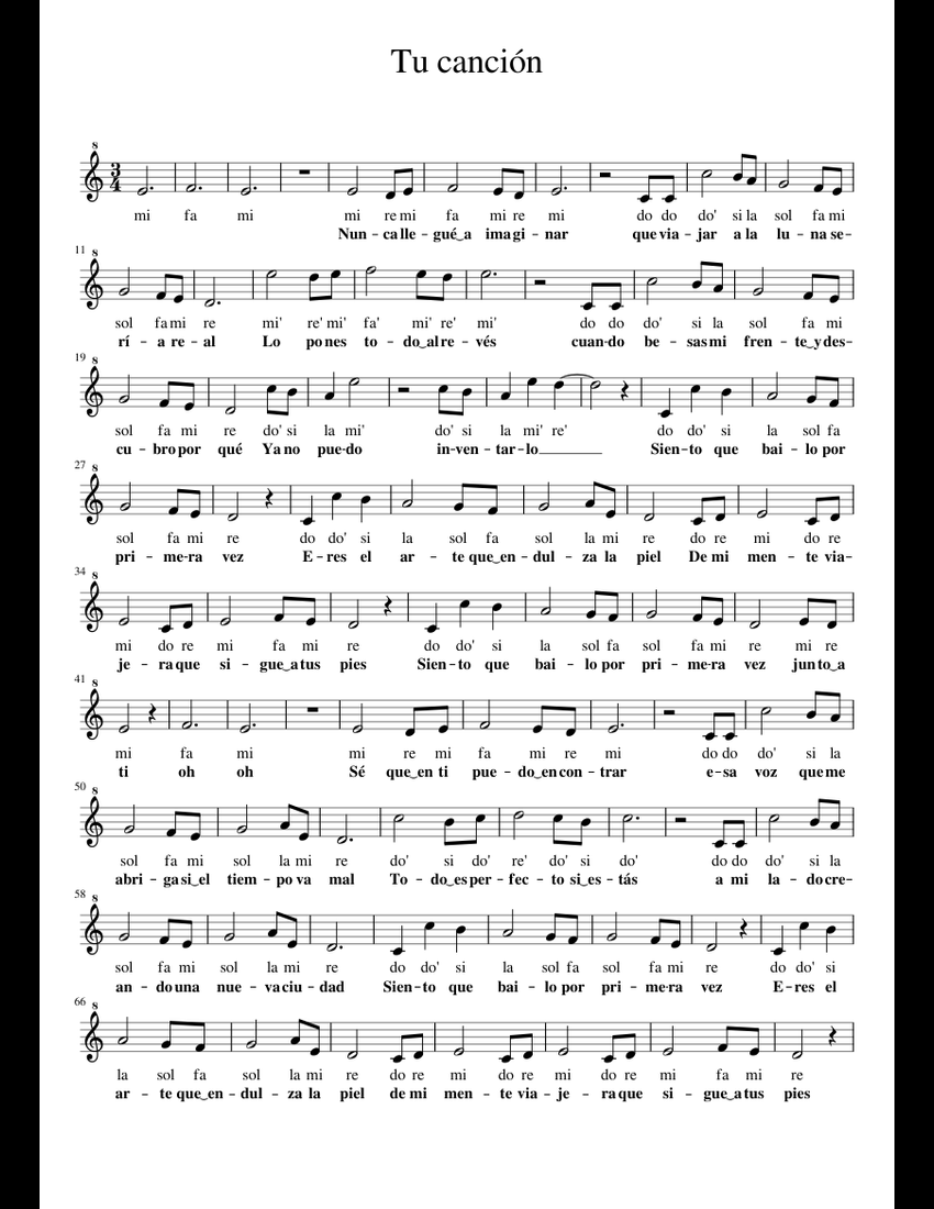 Tu canción sheet music for Recorder download free in PDF or MIDI