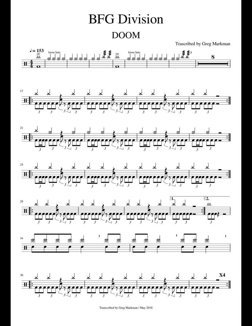 DOOM - BFG Division sheet music for Percussion download free in PDF or MIDI