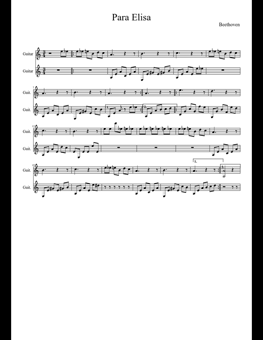 para elisa sheet music download free in PDF or MIDI