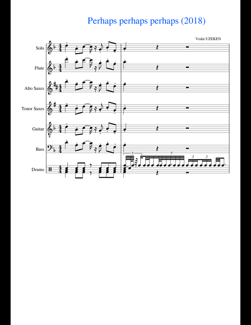 VU Perhaps perhaps perhaps 2018 full sheet music for Flute, Voice, Alto Saxophone, Tenor ...