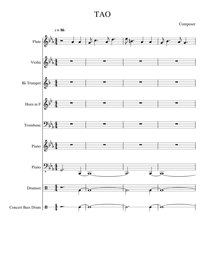 TAO Sheet music for Flute, Violin, Piano, Trumpet | Download free in ...