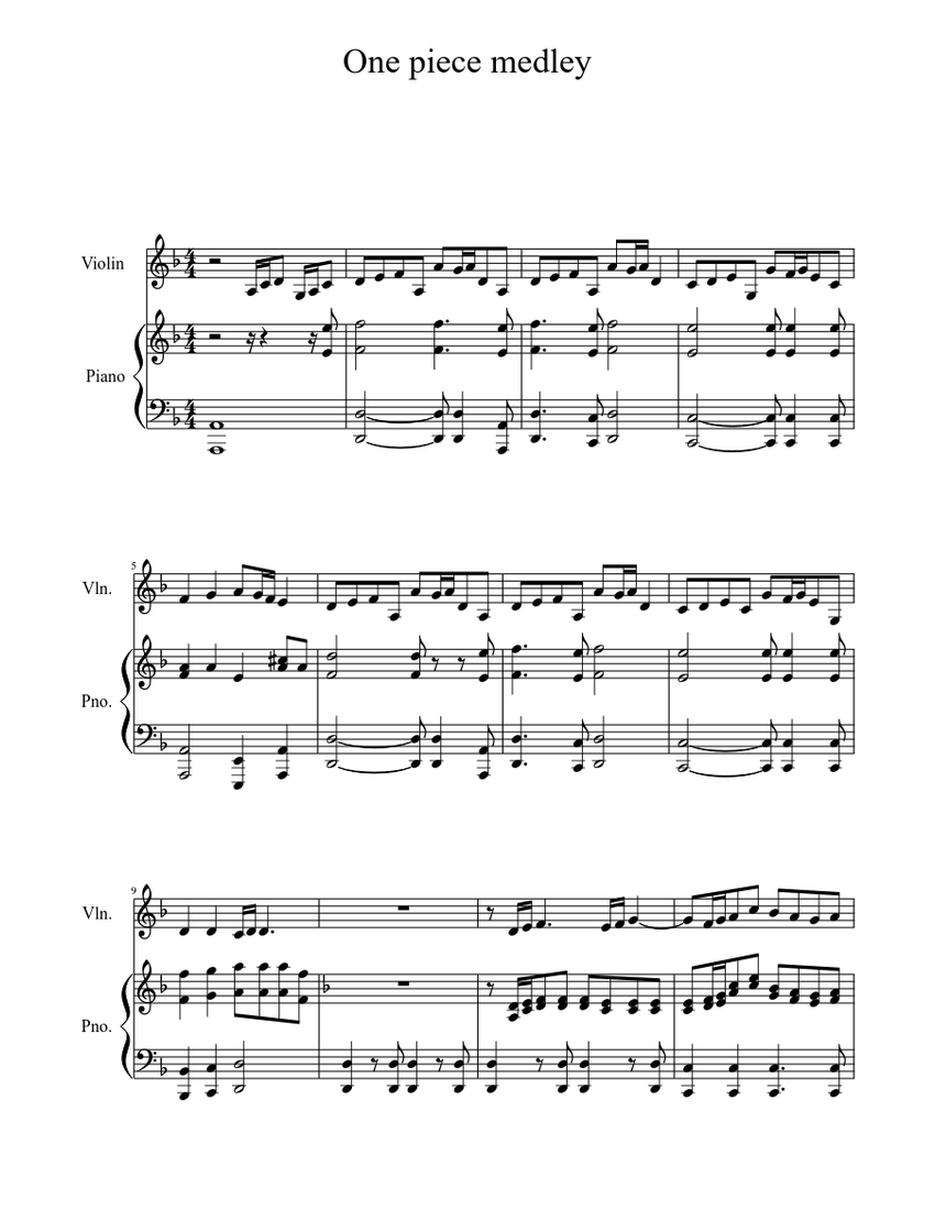 One piece medley Sheet music | Download free in PDF or MIDI | Musescore.com