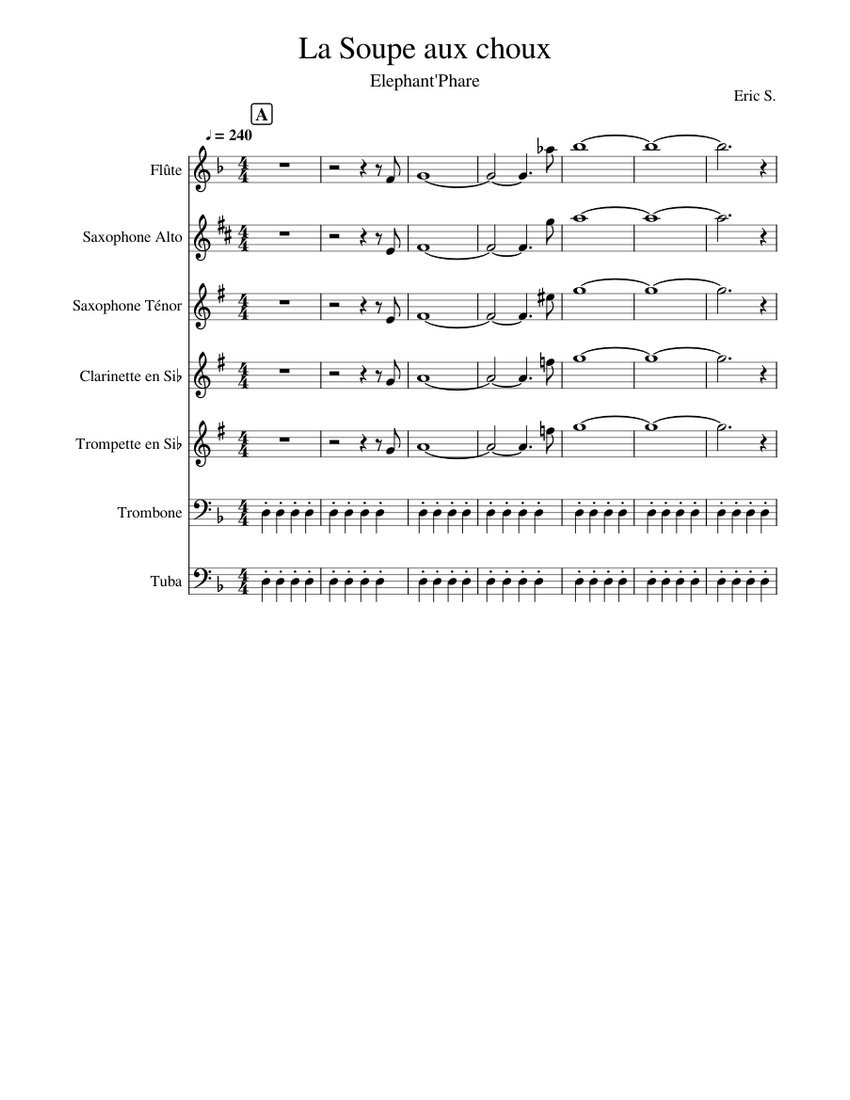 La Soupe aux choux - l'Elephant Phare Sheet music for Trumpet (In B Flat), Trombone, Flute ...