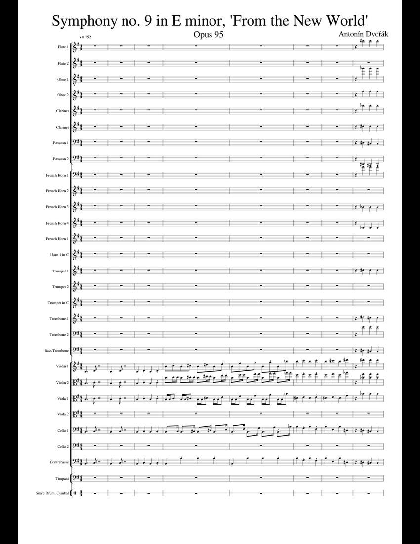 Symphony No 9 From The New World sheet music for Flute, Clarinet, Oboe ...