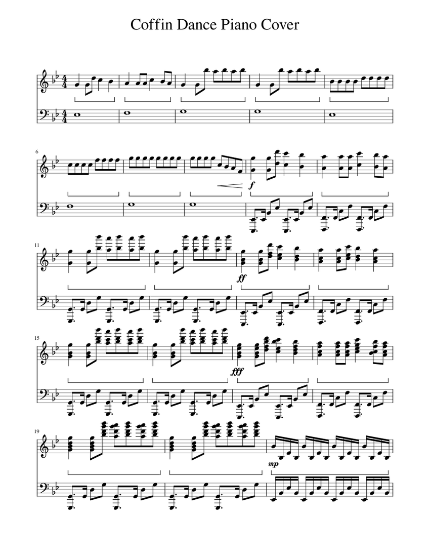 Coffin Dance Piano Cover Sheet music for Piano (Solo) | Musescore.com
