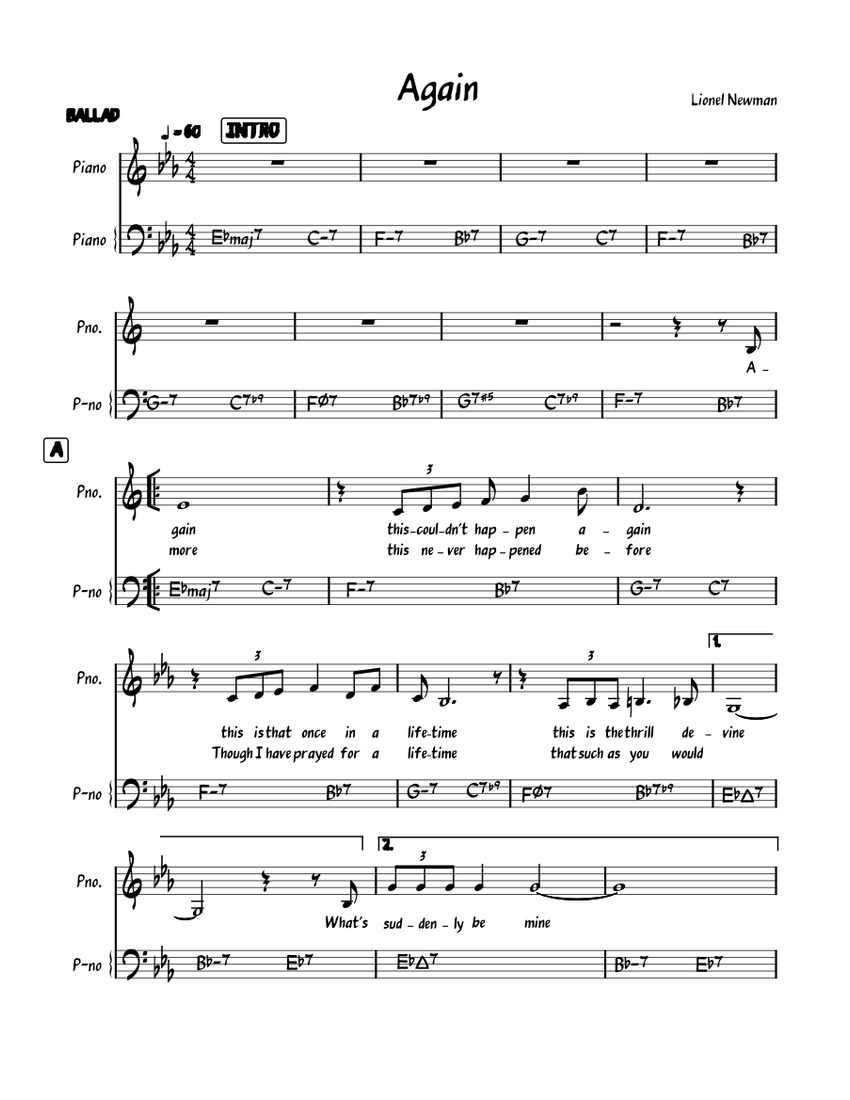 Again - Doris Day Sheet music for Piano (Piano Duo) | Musescore.com