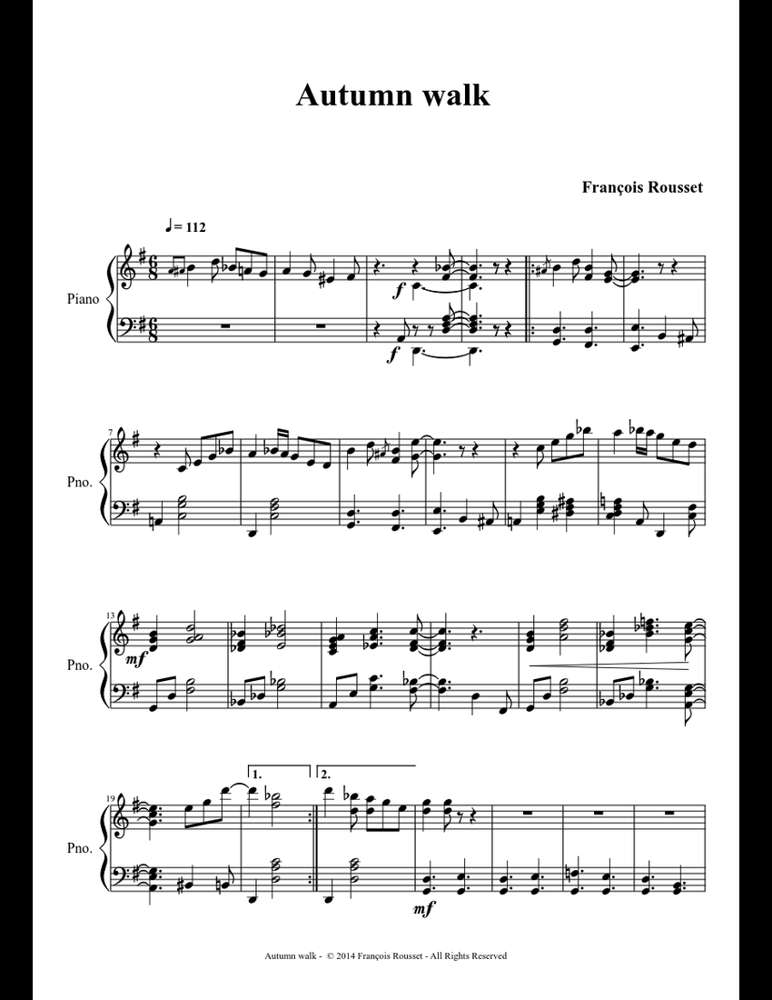 Autumn walk sheet music for Piano download free in PDF or MIDI