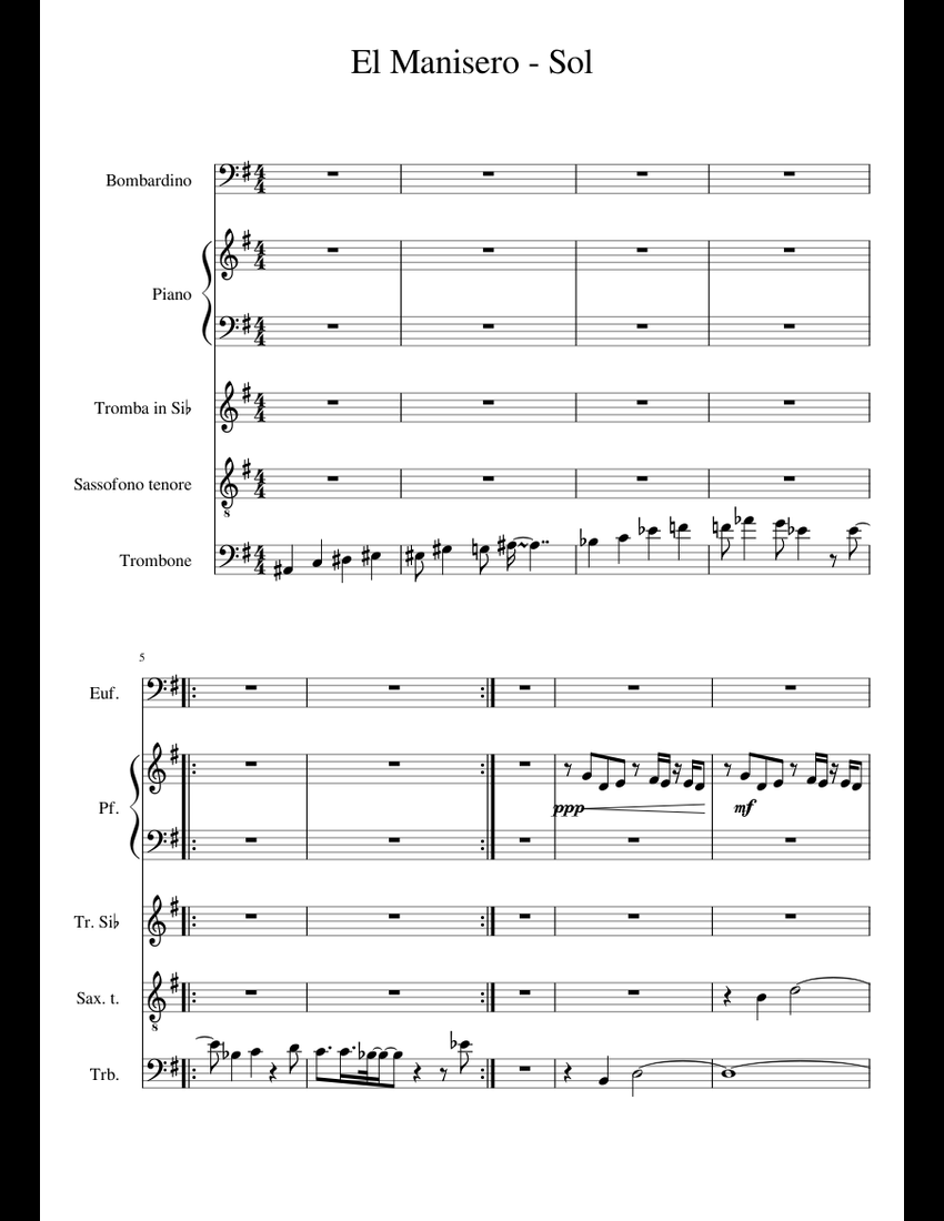 El Manisero - Sol sheet music for Piano, Tuba, Trumpet, Tenor Saxophone ...