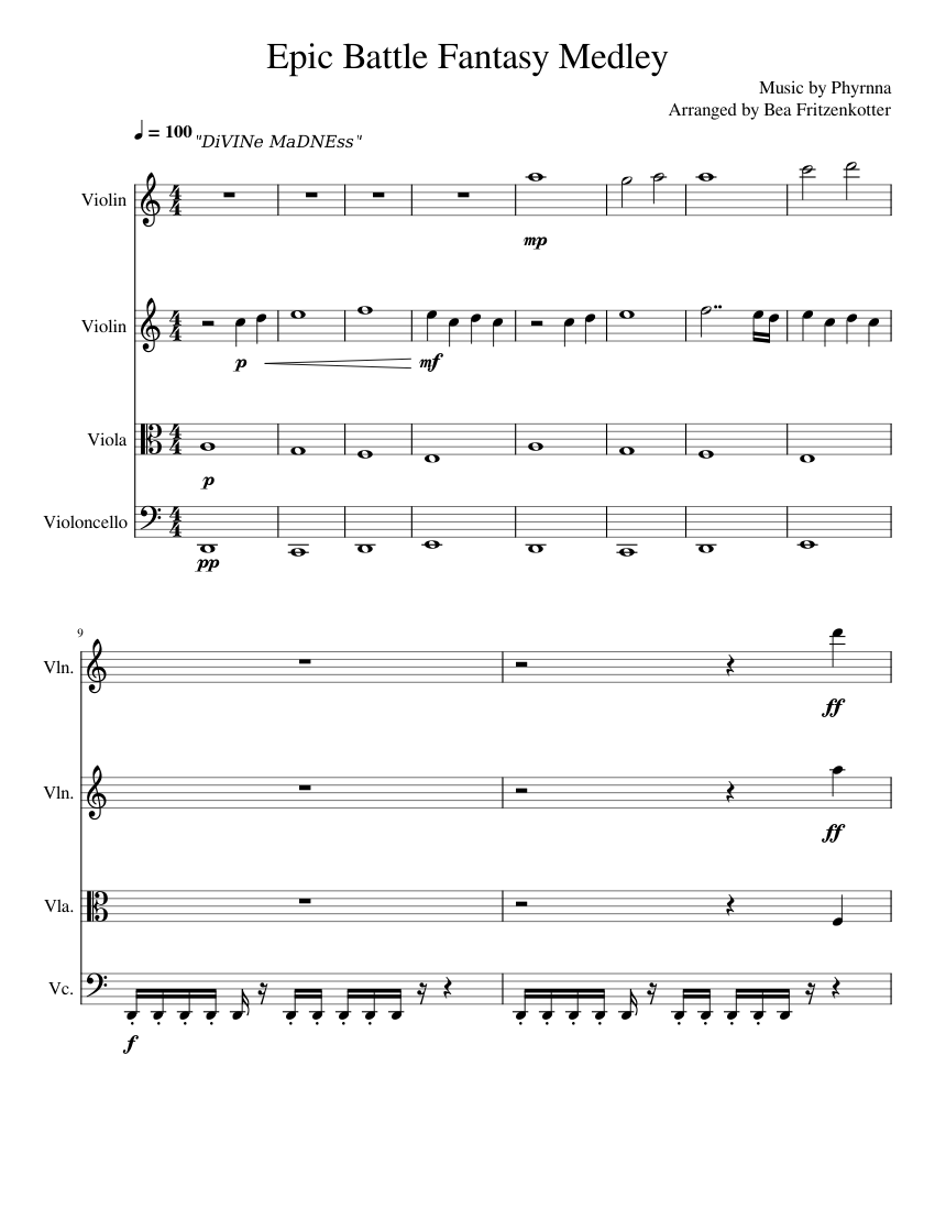 "Epic Battle Fantasy" Medley (From the soundtracks of EBF 2-4) sheet ...