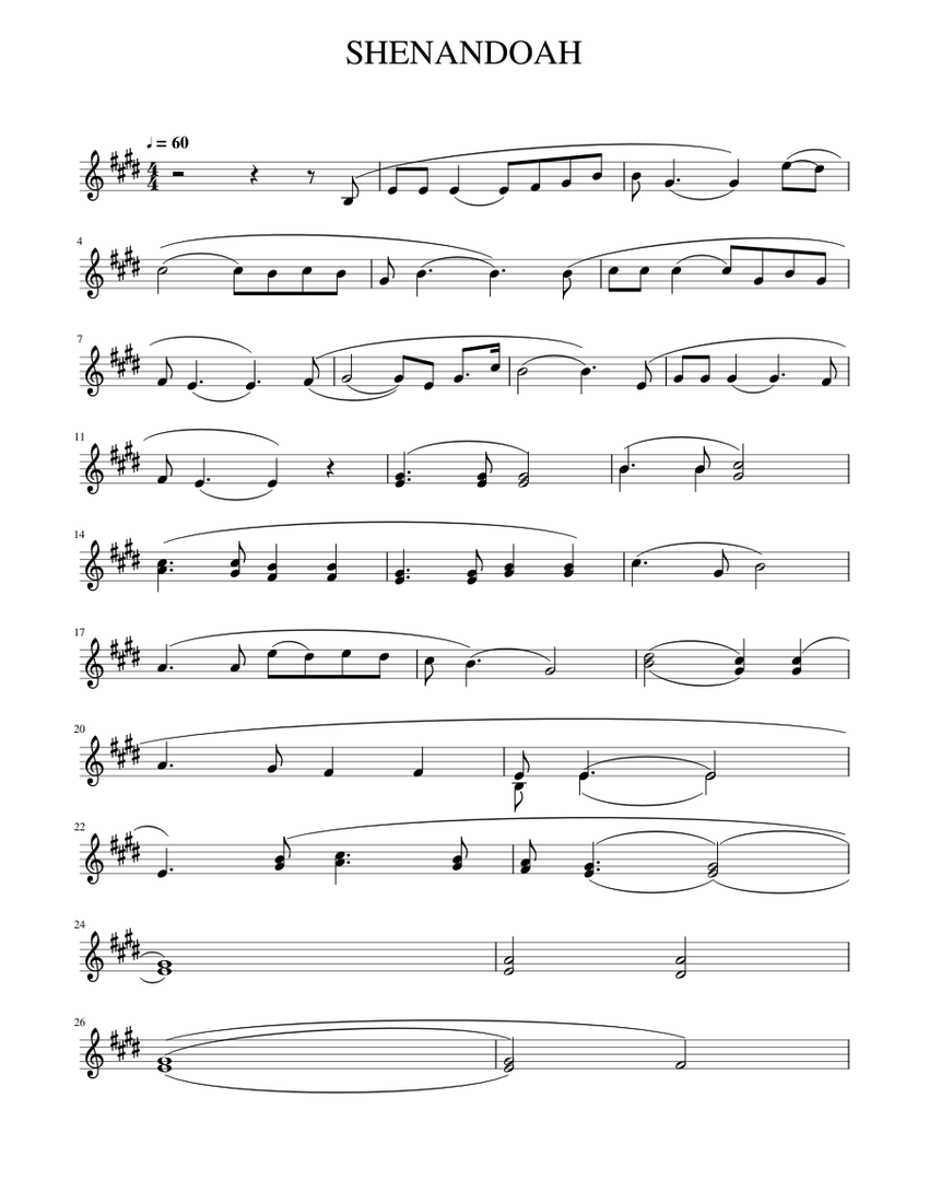 SHENANDOAH Sheet music for Piano (Solo) | Musescore.com
