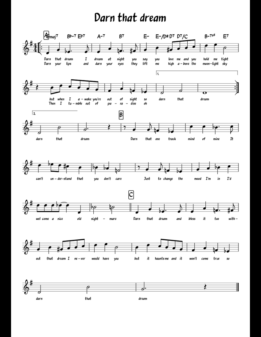 Darn that dream sheet music for Piano download free in PDF or MIDI