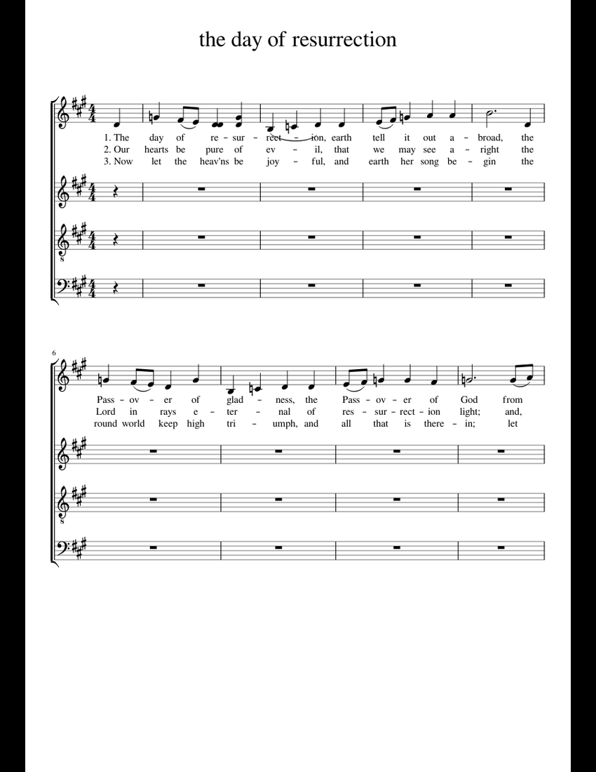 the day of resurrection sheet music for Voice download free in PDF or MIDI