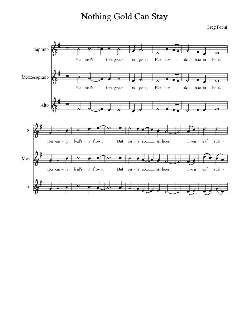 Nothing Gold Can Stay Sheet music | Download free in PDF or MIDI ...