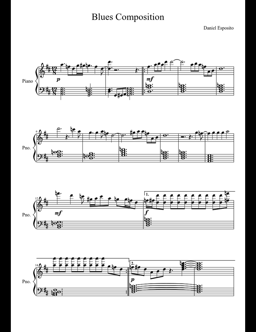 Blues Composition 12 Bar sheet music download free in PDF or MIDI