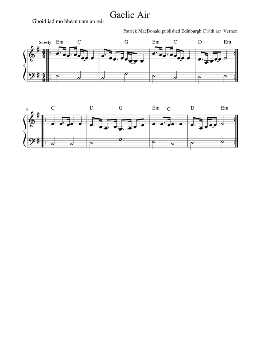 Gaelic_Air Sheet music for Piano (Solo) | Musescore.com