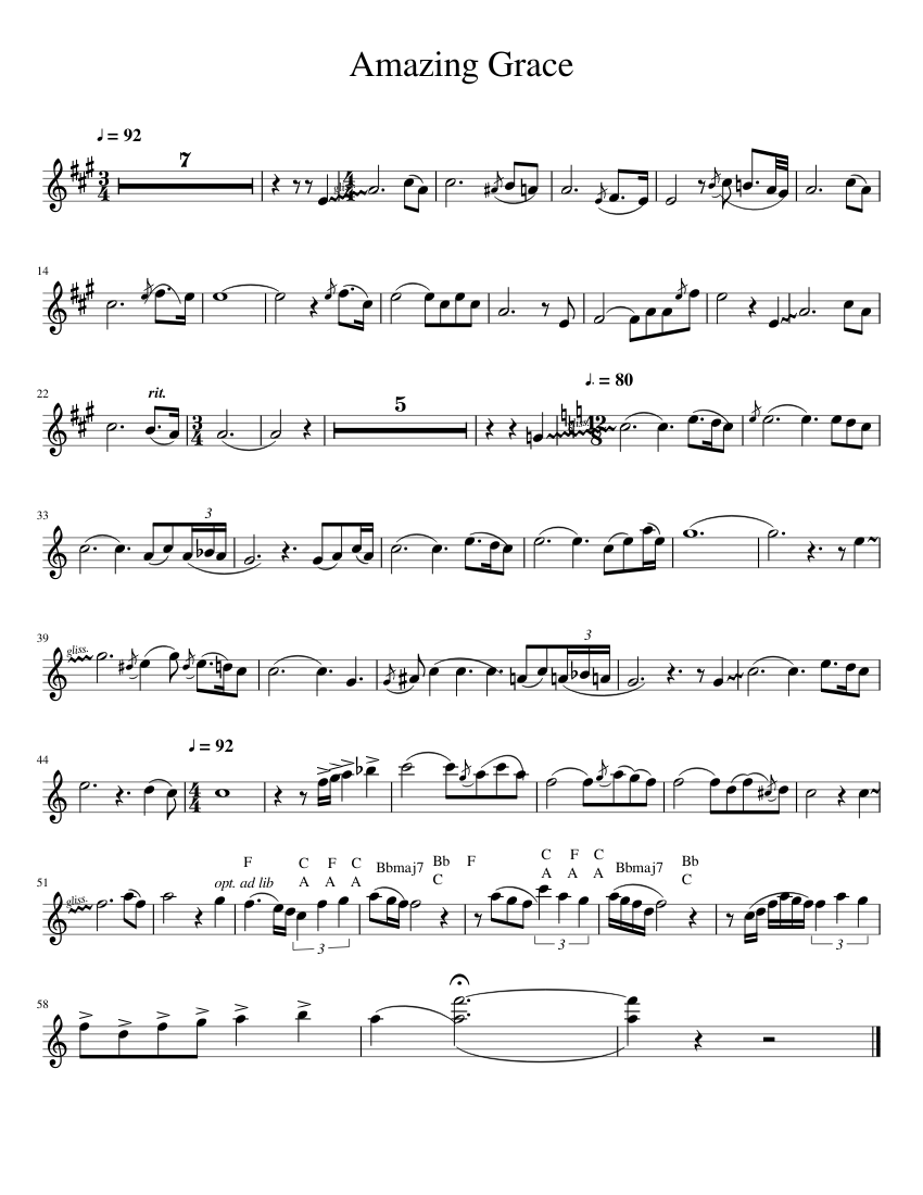 Amazing Grace Sheet music for Trumpet | Download free in PDF or MIDI ...