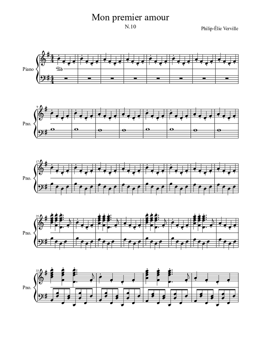 Mon premier amour Sheet music for Piano (Solo) | Musescore.com