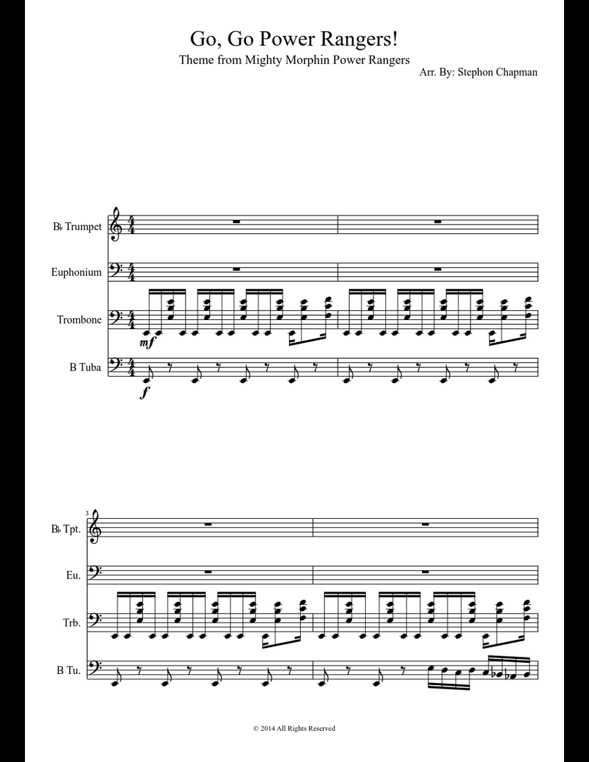 Go Power Rangers sheet music download free in PDF or MIDI
