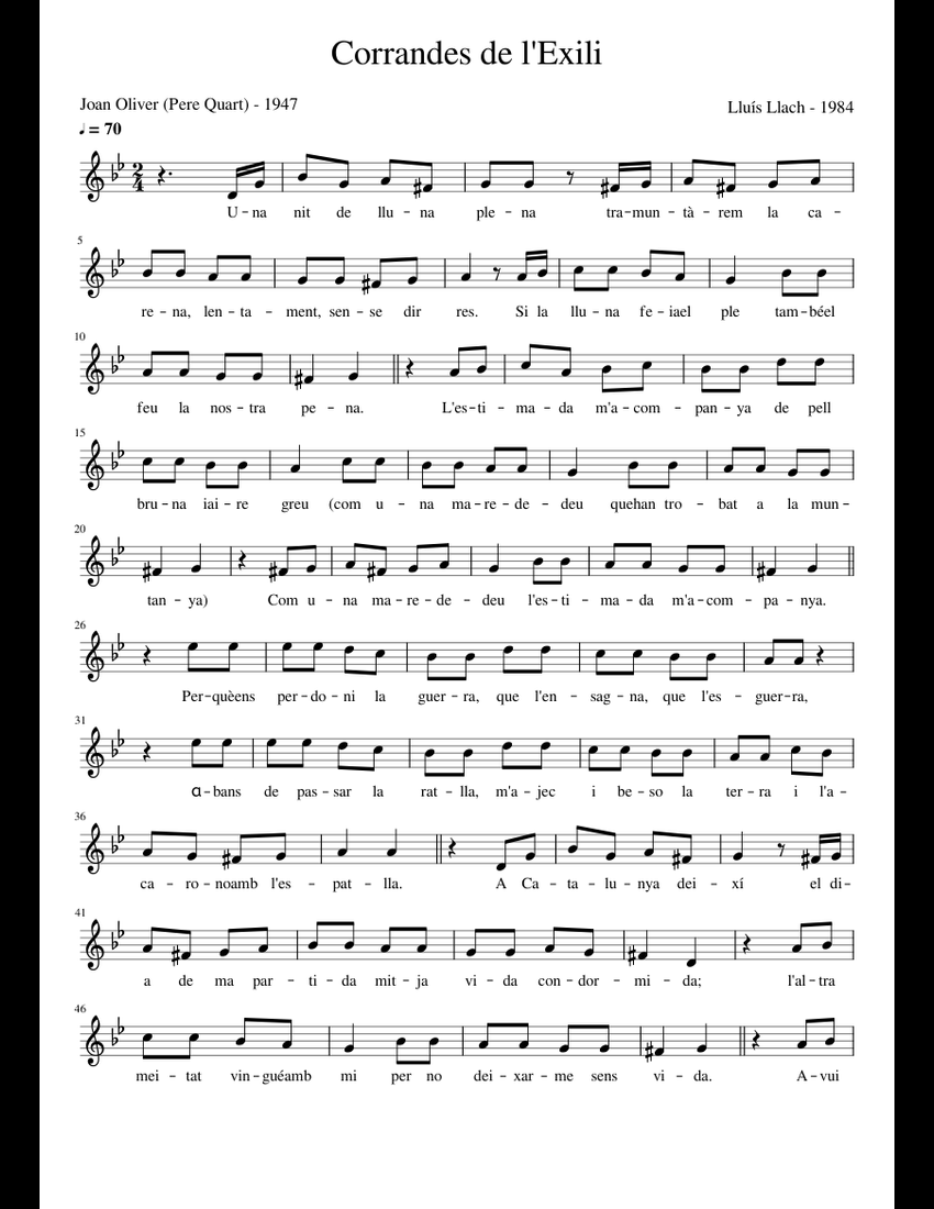 Corrandes_de_l'Exili sheet music for Trumpet download free in PDF or MIDI