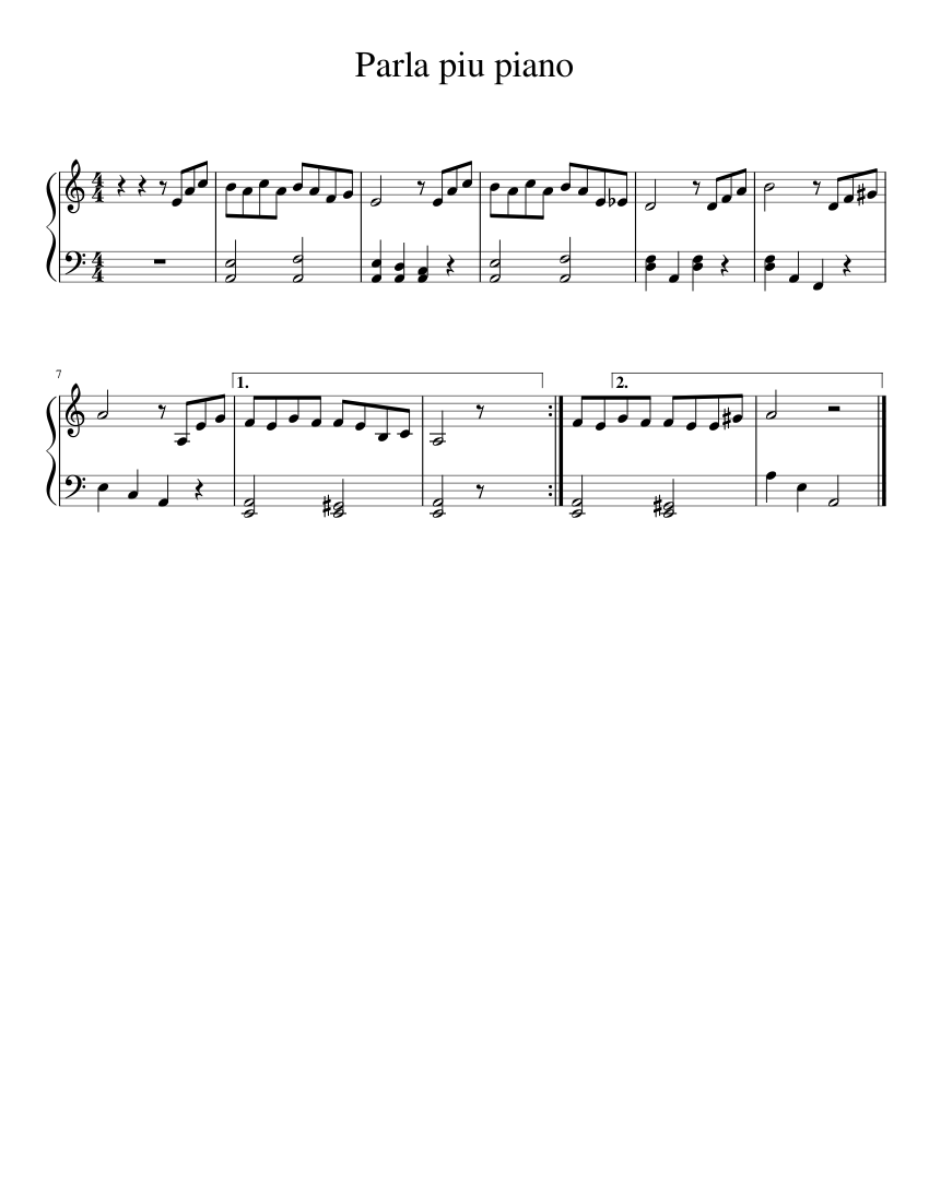 Parla piu piano sheet music for Piano download free in PDF or MIDI