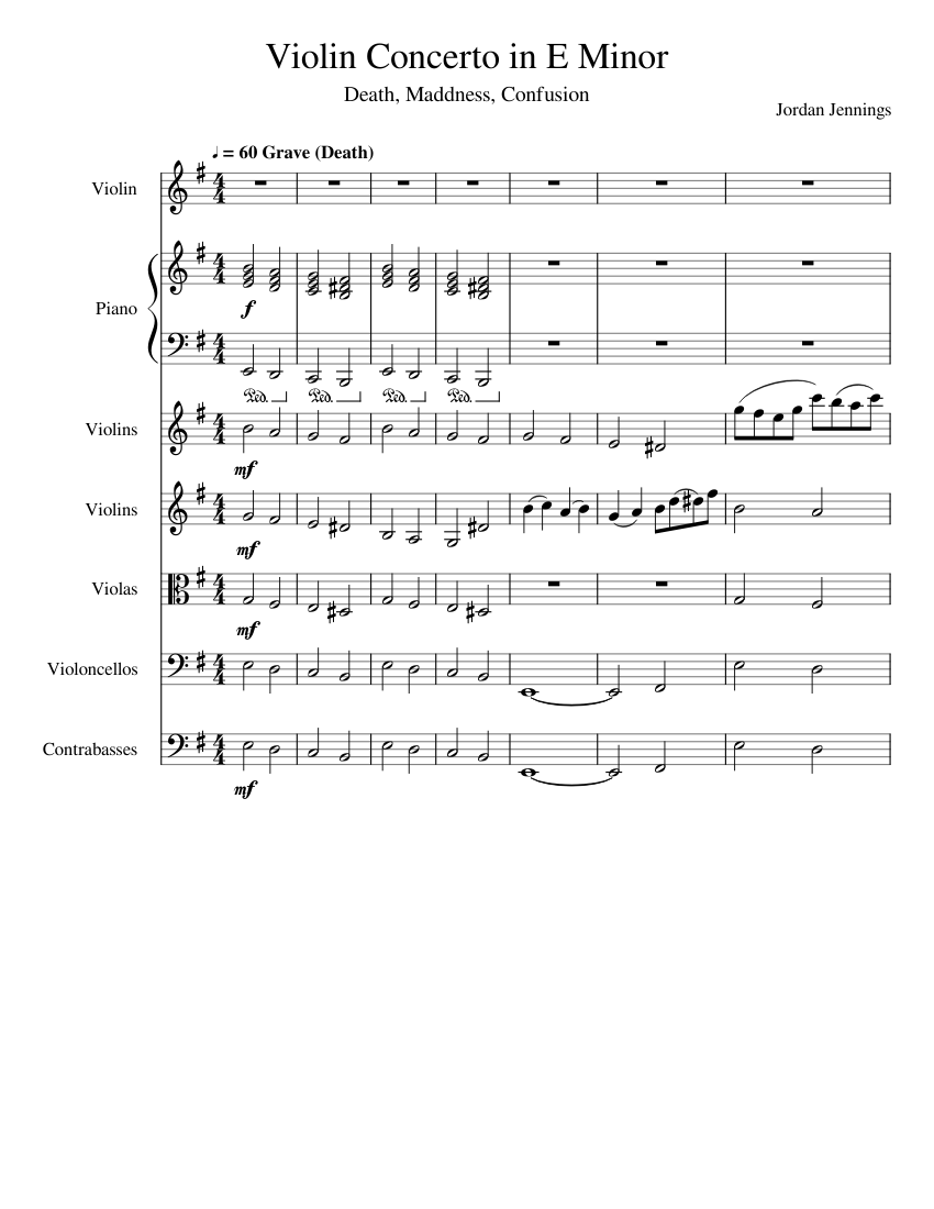 Violin Concerto in E Minor (Updated) Sheet music for Violin, Piano ...