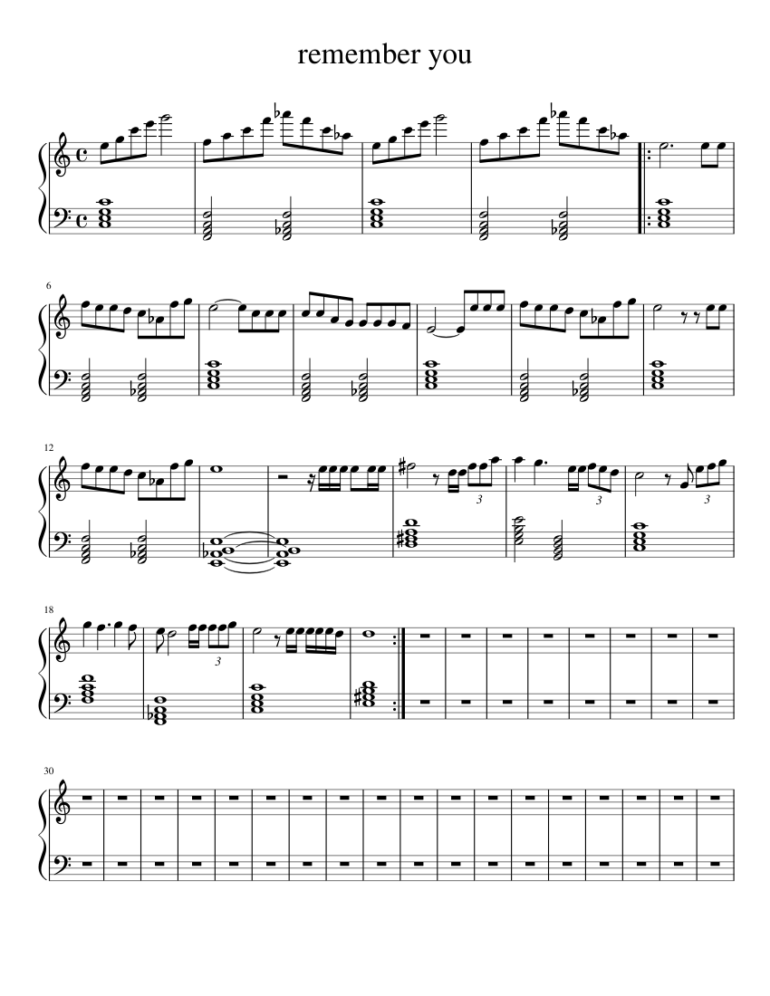 Remember you adventure time sheet music for Piano download free in PDF ...