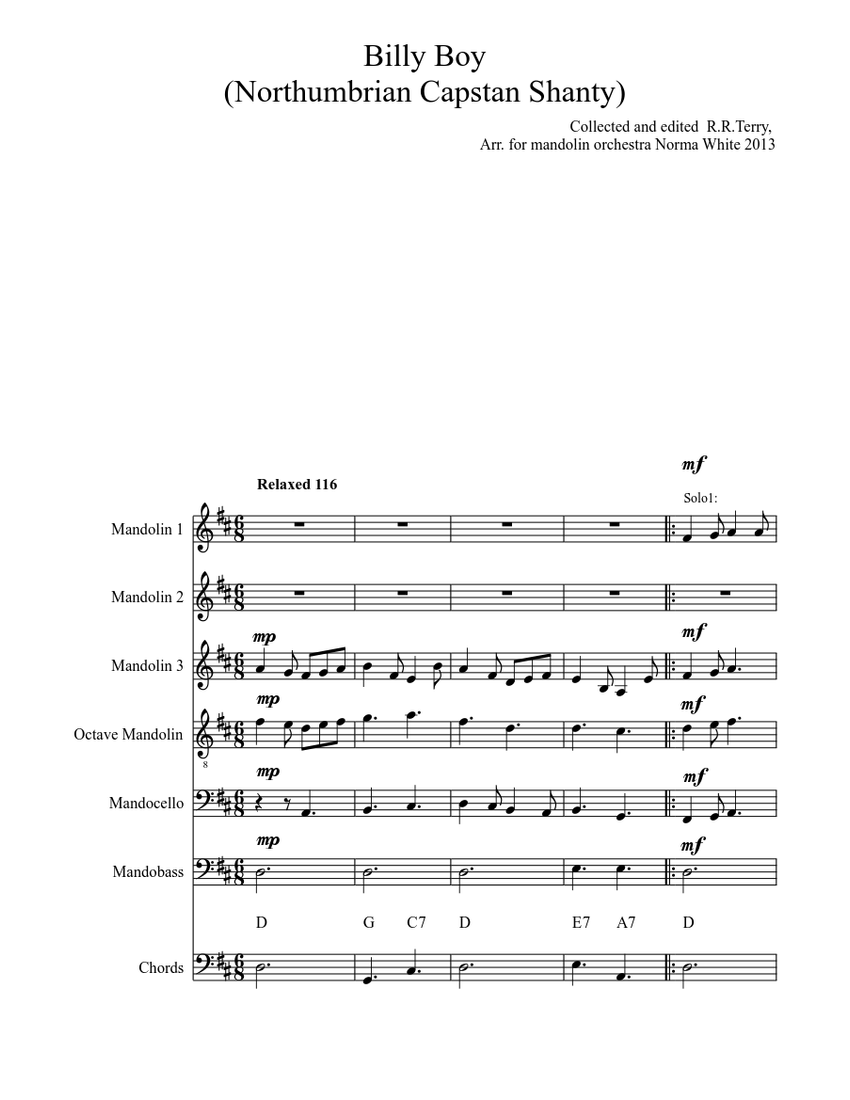 Billy Boy(Northumbrian Capstan Shanty) Sheet music for Guitar, Bass ...